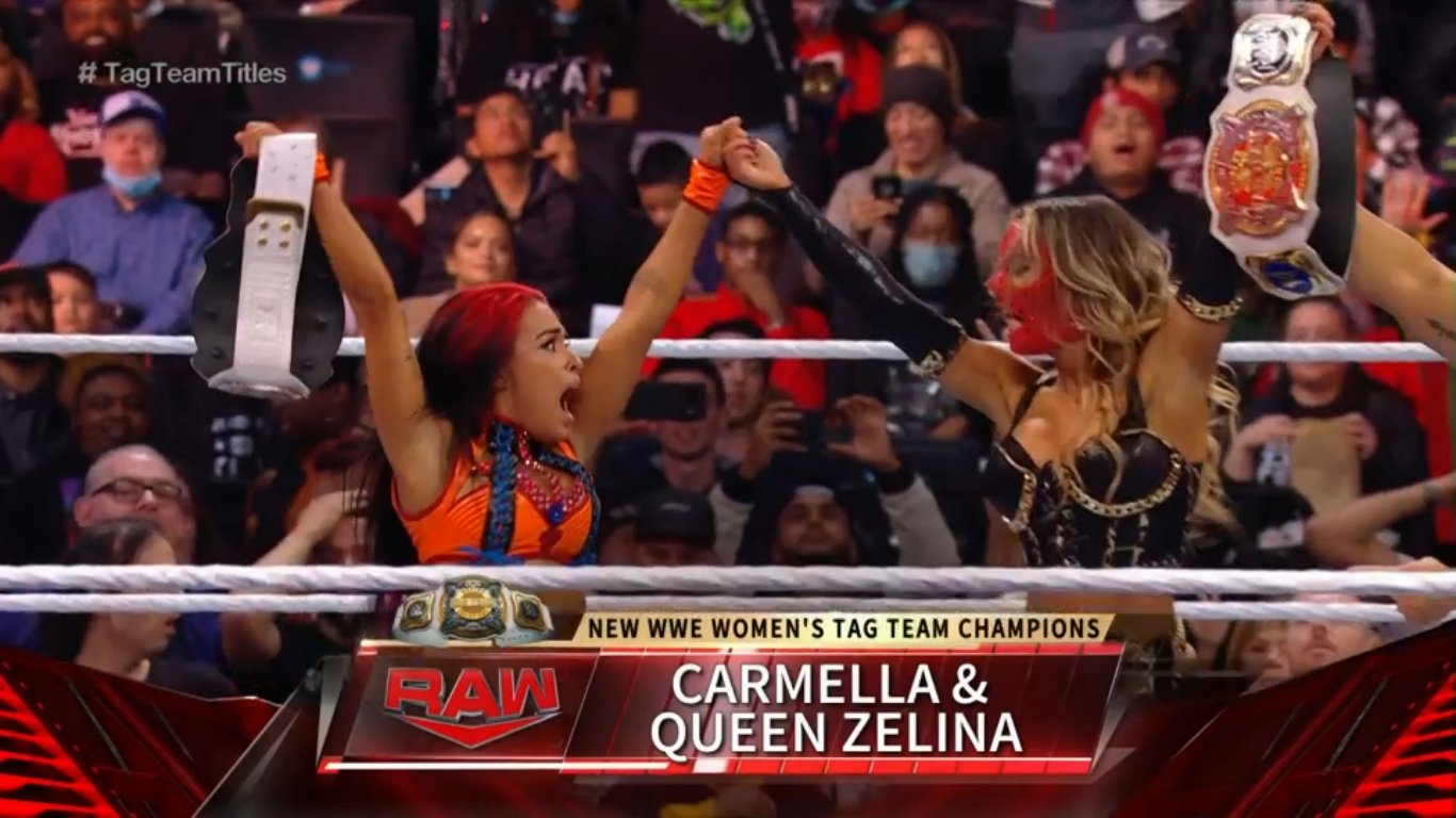 Carmella & Queen Zelina become the new WWE Women's Tag Team Champions on RAW - Diva Dirt